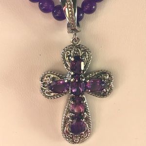 Jewelry | Amethyst Cross With Purple Quartzite Bead Necklace | Poshmark